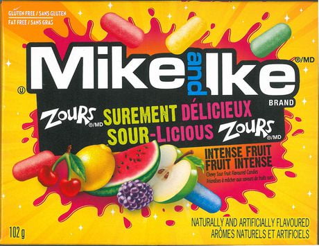 Mike and Ike Zours Sour-Licious Intense Fruit Chewy Sour Candies ...