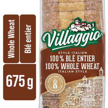 Villaggio® Italian Style 100% Whole Wheat Thick Sliced Bread, 675 g ...