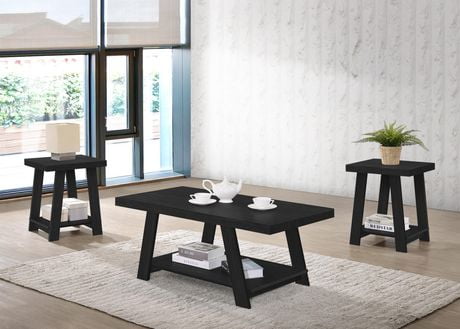 Aerys Gustine Coffee Table set with storage shelves in Black - Walmart.ca
