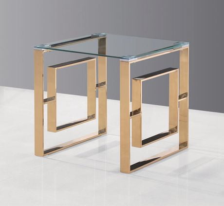 Click here for K-Living Livya End Table With Clear Glass Top & Go... prices