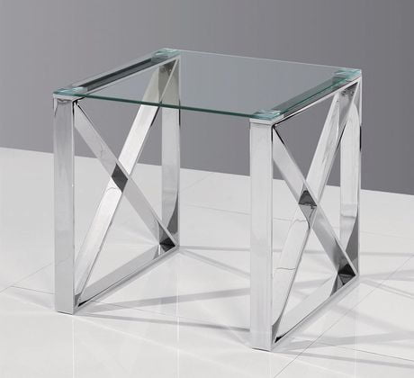 Click here for K-Living Patek End Table With Clear Glass Top & Ch... prices