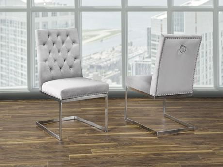 Click here for K-Living Megan Tufted Velvet Chair In Grey With St... prices