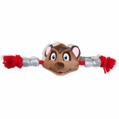 Click here for Silver Paw Crusha Squirrel Head With Rope Dog Toy... prices