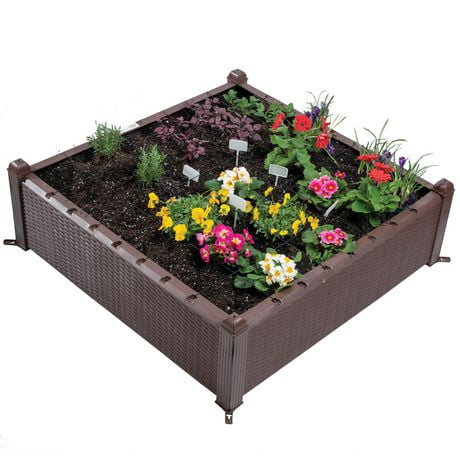 Click here for Ogrow 39 Square Raised Garden Bed Wicker Design Br... prices