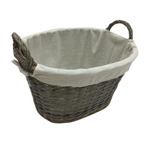 Click here for Hometrends Willow Basket With Liner & Handles Grey... prices
