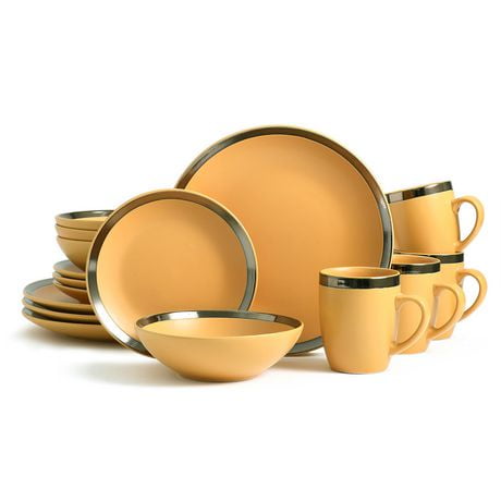 16PC DINNERWARE SET METALLIC YELLOW - Walmart.ca