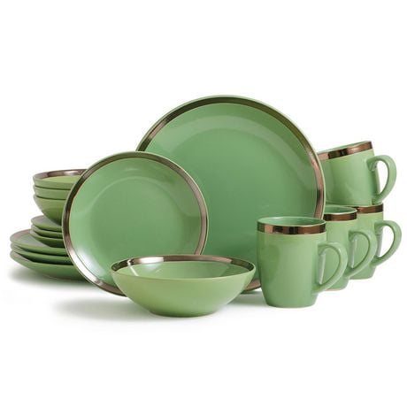 16PC DINNERWARE SET METALLIC GREEN - Walmart.ca