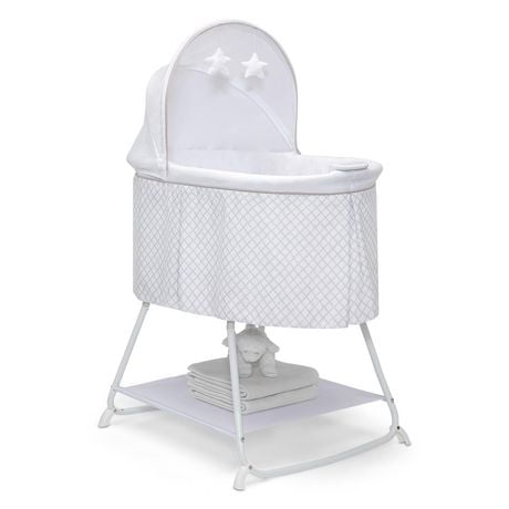 Delta Children Soothing Dreams Deluxe Rocking Bassinet, Grey Lattice ...