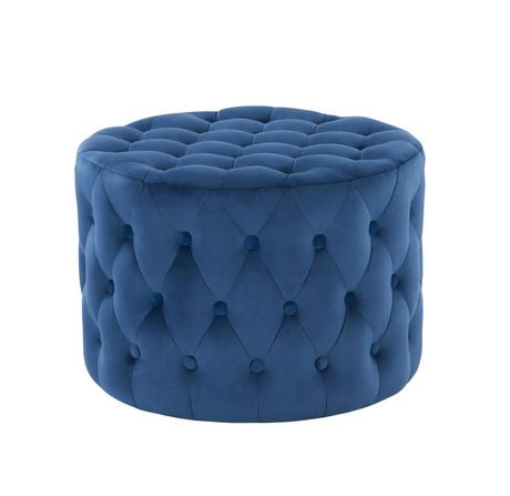 Click here for K-Living Dean Blue Tufted Micro Suede Fabric Ottom... prices