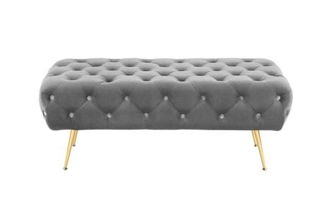Click here for K-Living Edith Grey Tufted Micro Suede Fabric Benc... prices