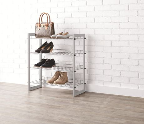Click here for Mainstays 4 Tier Shoe Rack-Grey Grey Regular prices