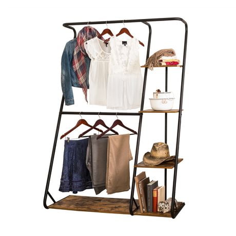 Click here for Honey-Can-Do Rustic Z-Frame Wardrobe With Shelves... prices