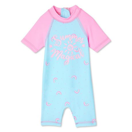 Click here for George Baby Girls Short Sleeve Rash Guard Swimsuit... prices