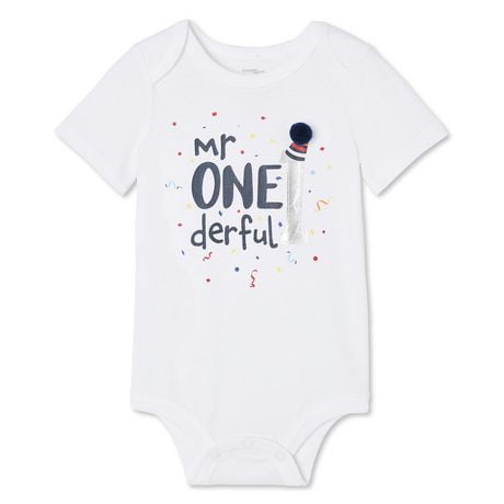 Click here for George Baby Boys Birthday Short Sleeve Bodysuit Wh... prices