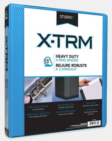 Studio C XTRM 1.5" Blue Heavy Duty Vinyl Binder - Walmart.ca