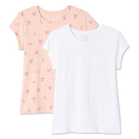 Click here for George Girls Heart Pocket Tees 2-Pack White Xs prices