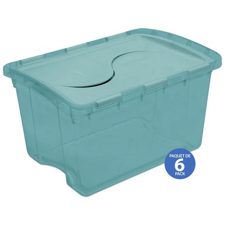 Sterilite 45L Hinged Lid Storage Box- Teal- 6PK | Walmart Canada
