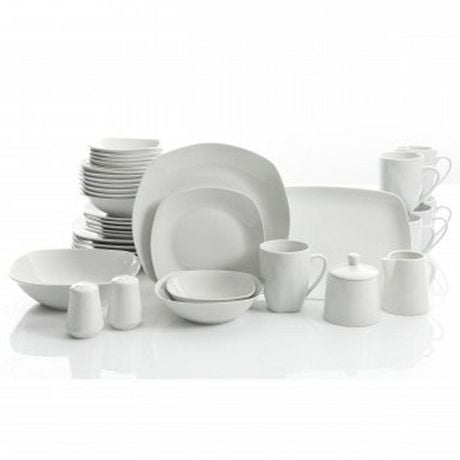 Gibson Home Classic Pearl Square 39 Piece Fine Ceramic Dinnerware Set ...