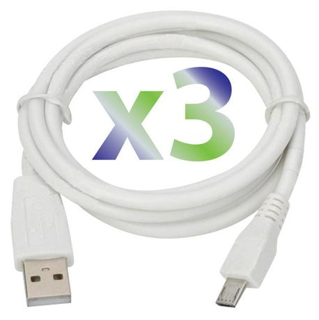 Click here for Exian Micro Usb Cable 1M White 3/Pkg White prices