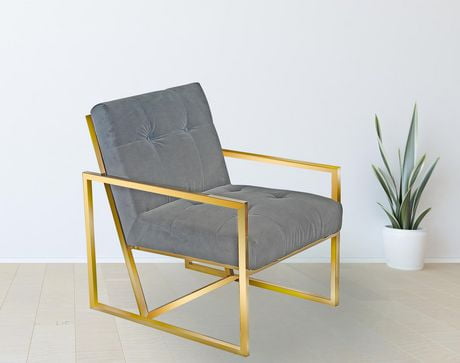 Click here for K-Living Alina Grey Suede Fabric Chair In Grey Col... prices