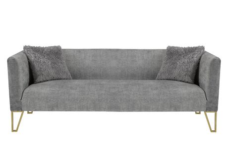 Click here for K-Living Aura Grey Suede Fabric Sofa With Gold Sta... prices