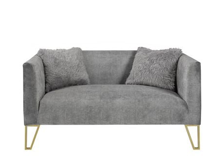 Click here for K-Living Aura Grey Suede Fabric Loveseat With Gold... prices