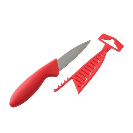 Mainstays Stainless Steel Color 3.5" Kitchen Paring Knife with Red ...