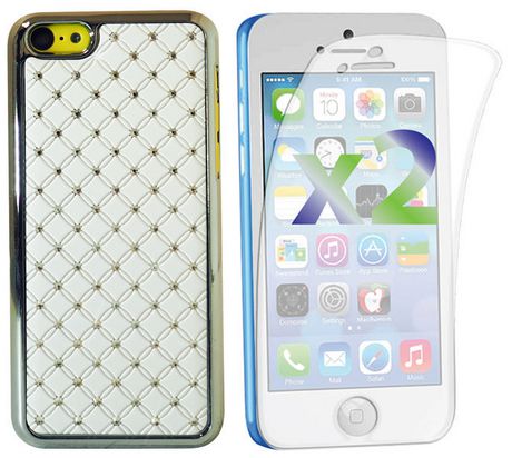 Click here for Exian Case For Iphone 5C  Embedded Crystals - Whit... prices