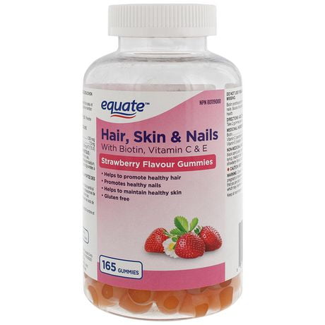 Equate Hair, Skin & Nails Gummies, Strawberry Flavour Gummies - Walmart.ca