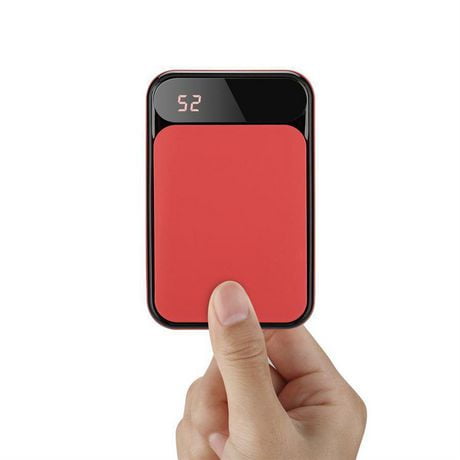 LAX Premium Compact 7200mAh Power Bank with USB-C input Charging, Red ...