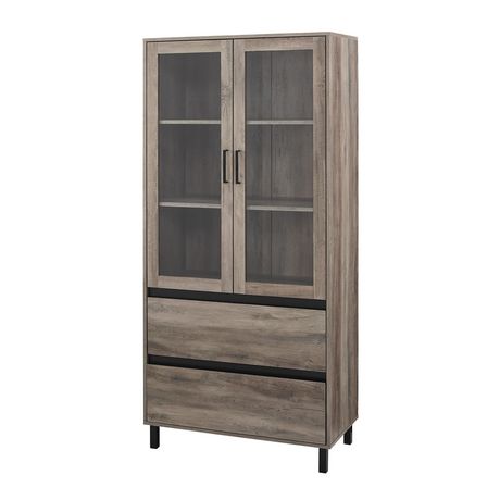 Click here for Manor Park 68 Glass Door Storage Hutch - Grey Wash... prices