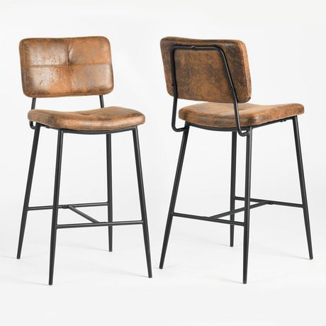 Homycasa Set of 2 Bar Stools 27 inch Counter Stools with High Back ...