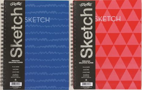 Studio C Ucreate Red Or Blue Sketchpad, Drawing Paper Notebook, 75 ...