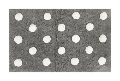 HT GREY POLKA DOT Bath Rug, 100% Cotton Pile Polka Dot Design Tufted ...