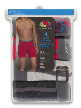 Fruit of the Loom Men's Ringer Boxer Briefs, 4-Pack | Walmart Canada