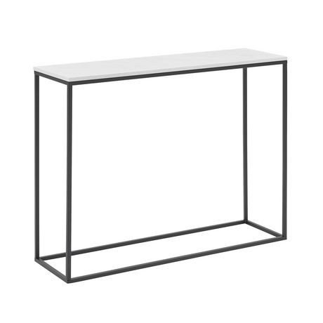 Click here for Manor Park 42 Open Box Entry Table - White Faux Ma... prices