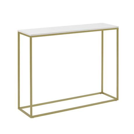 Click here for Manor Park 42 Open Box Entry Table - White Faux Ma... prices