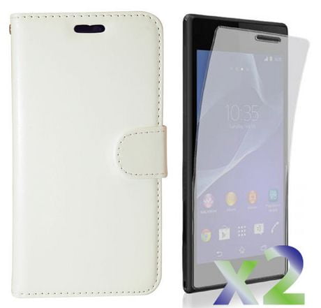 Click here for Exian Leather Wallet Case For Xperia M2 - White Wh... prices