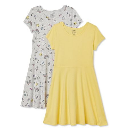 Click here for George Girls Short Sleeve Skater Dress 2-Pack Yell... prices