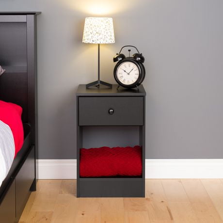 Click here for Prepac Astrid Black Tall 1-Drawer Nightstand Black prices