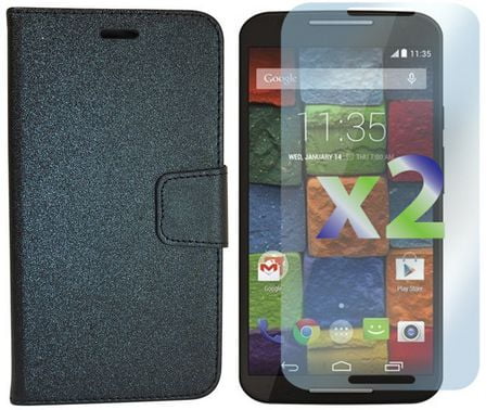 Click here for Exian Leather Wallet Case For Moto X2 Black prices