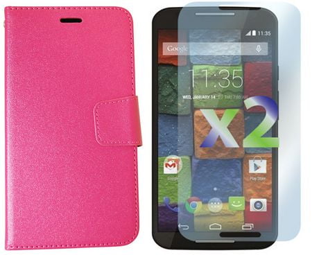 Click here for Exian Leather Wallet Case For Moto X2 Pink prices