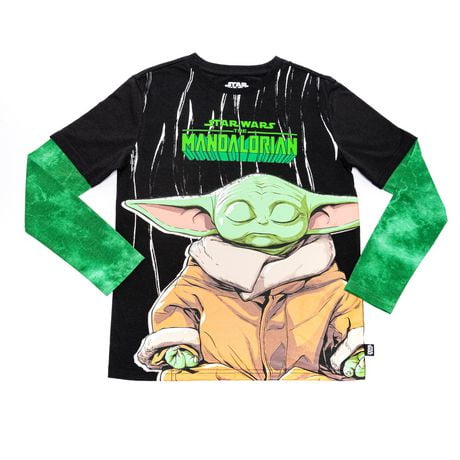 Boys Star Wars The Mandalorian Grogu Meditate Long Sleeve Fashion Top ...