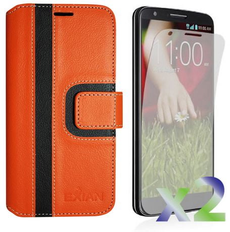 Exian Wallet Case for LG G3, Striped Pattern - Orange and Black ...