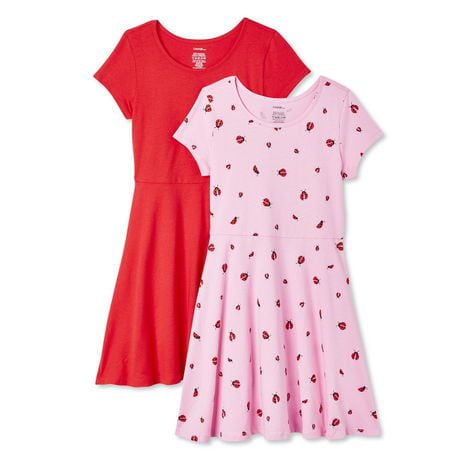 Click here for George Girls Short Sleeve Skater Dress 2-Pack Red... prices