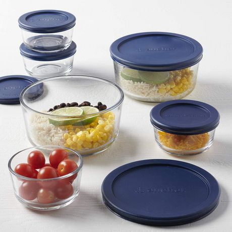 Anchor Hocking 12pc Food Storage Set w/Navy Snugfit Lids - Walmart.ca