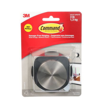 Command™ Decorative Knob, round, brushed nickel, medium - Walmart.ca