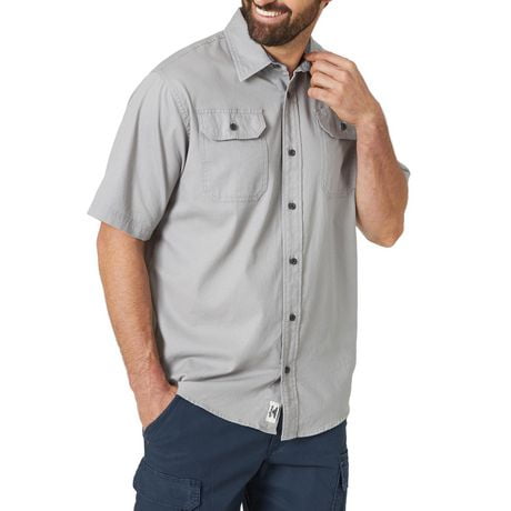 Click here for Wrangler Mens Short Sleeve Twill Shirt Grey S prices
