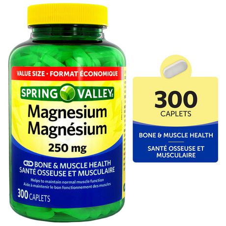 Spring Valley Magnesium 250mg VALUE SIZE, 300 CAPLETS - Walmart.ca
