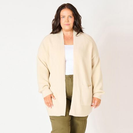Devoted Women’s Plus size L/S Ottoman ribbed cardigan - Walmart.ca